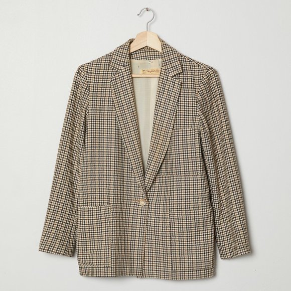 Biagini's Fox | Jackets & Coats | Vtg 7s Brown Houndstooth Wool Blazer ...